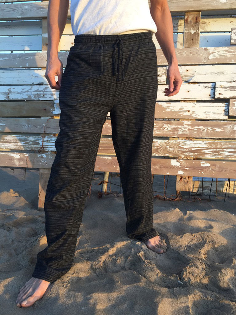 Cotton Drawstring Pants Black Pinstripe Pattern – Bindi Designs